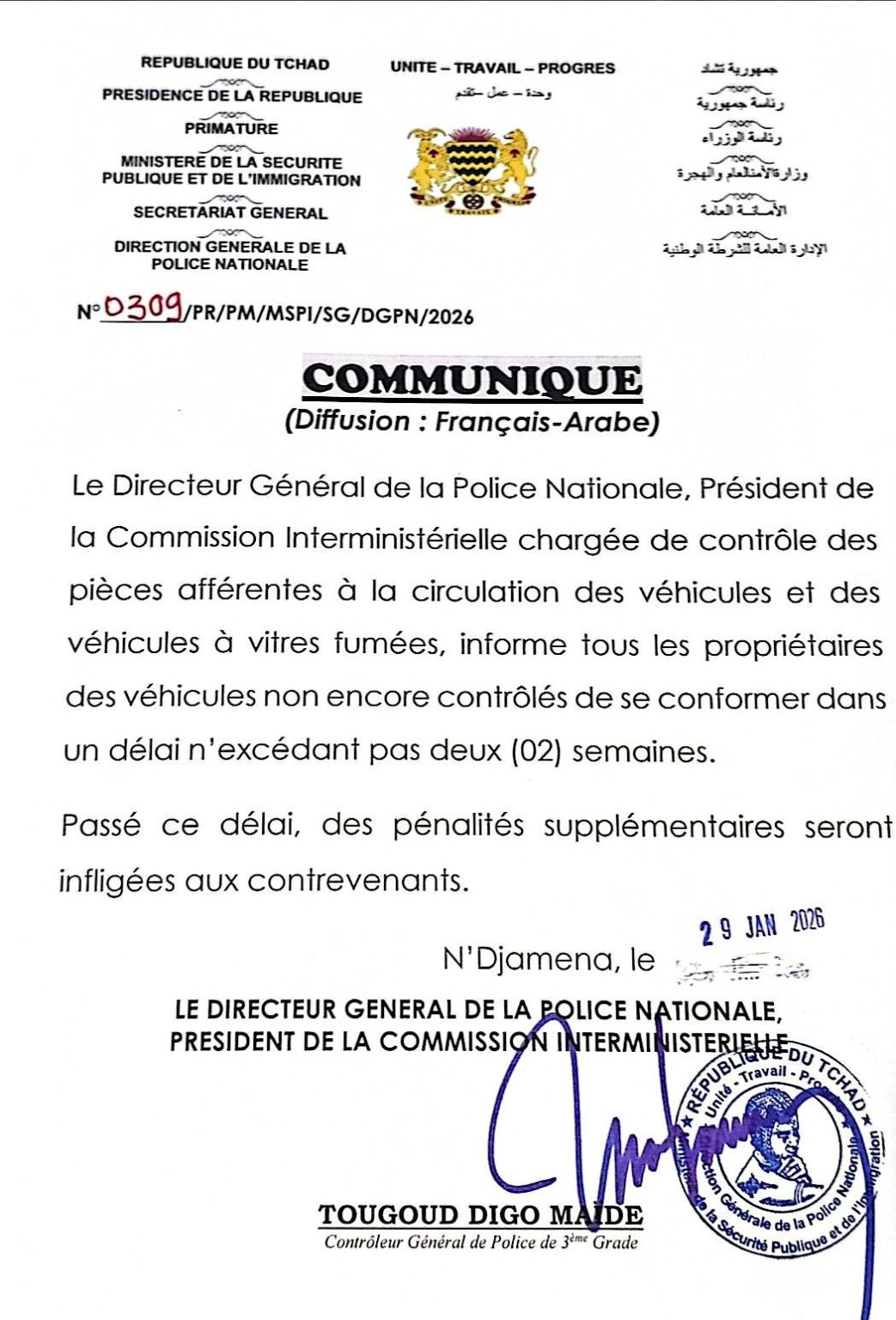 Tchad : les détenteurs des véhicules à vitres fumées sommés de se ...